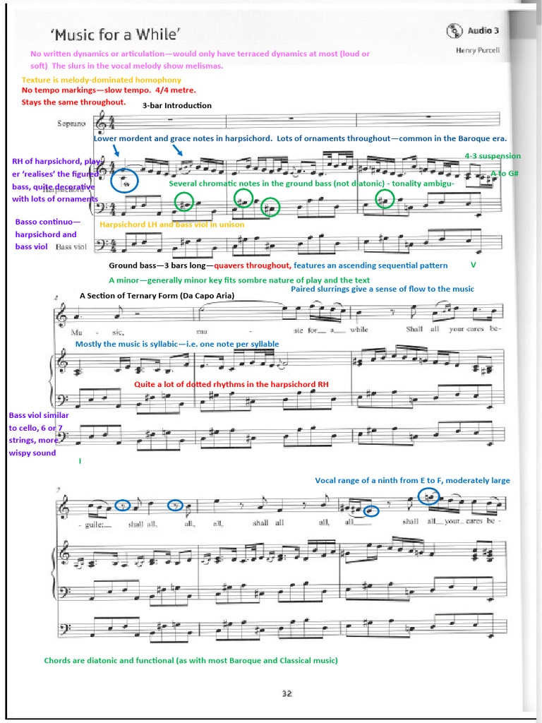 Purcell Annotated Score | PDF | Baroque Music | Chord (Music)