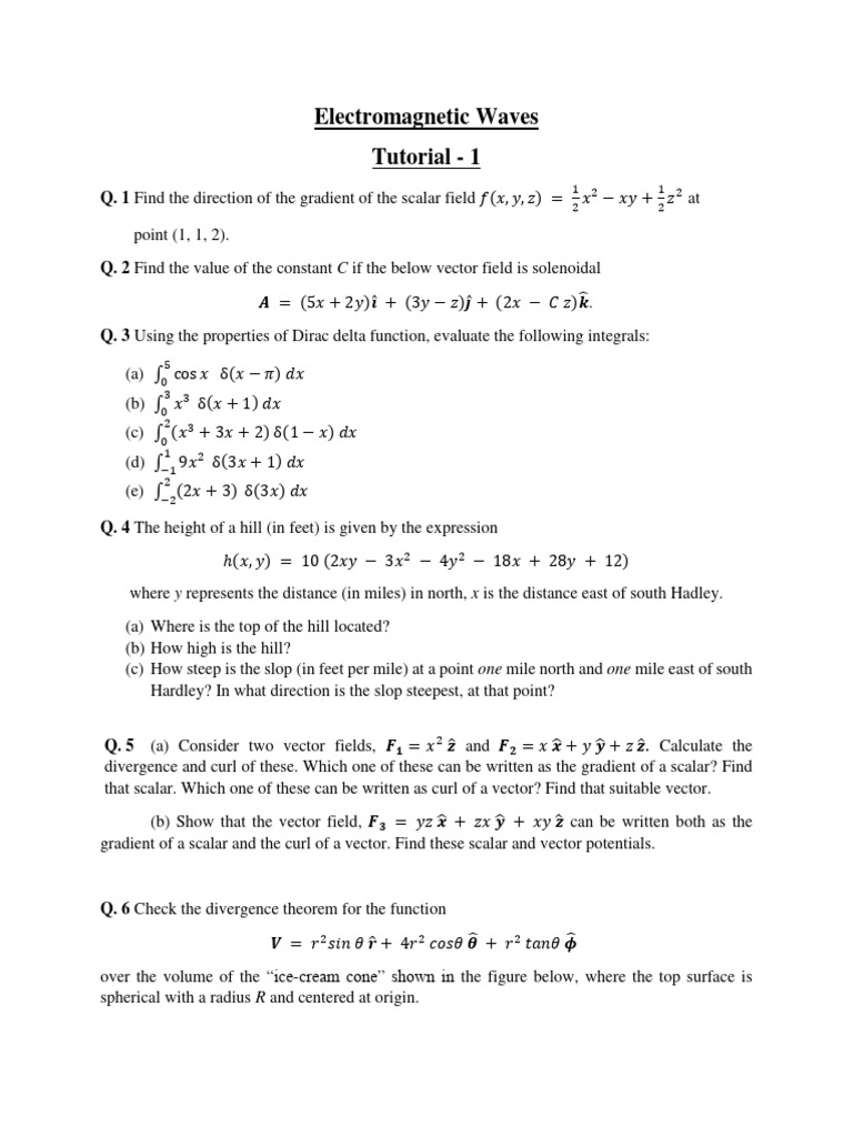 EM Tutorial Sheet#1 | PDF | Electric Field | Sphere