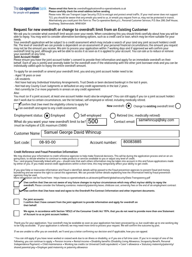 Overdraft Request Form | PDF | Overdraft | Credit Overdraft Request Form | PDF | Overdraft | Credit