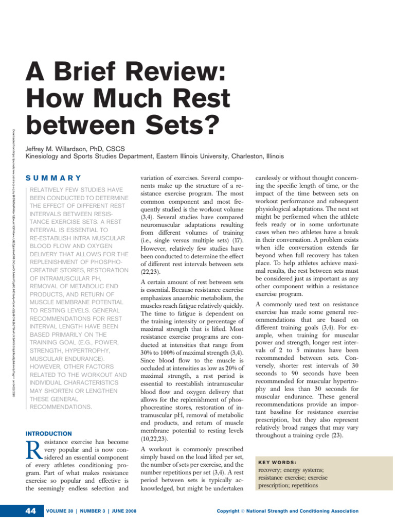 A Brief Review How Much Rest Between Sets .9 | PDF | Strength Training ...