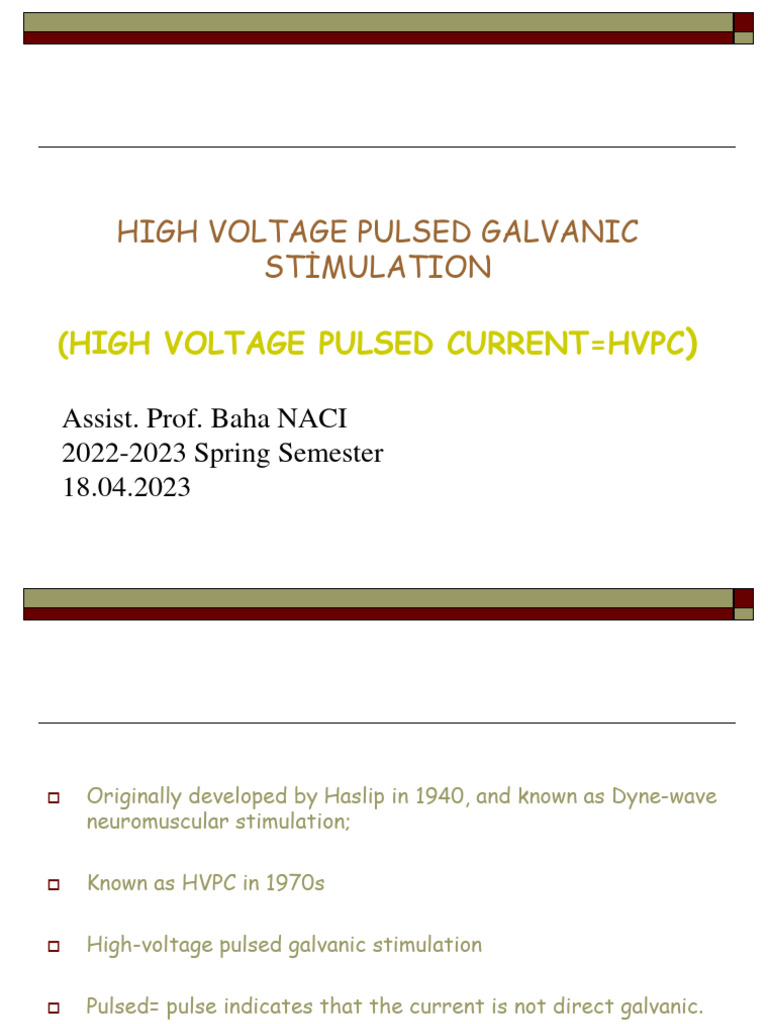 High Voltage Pulsed Current | PDF | Pain | Physical Therapy