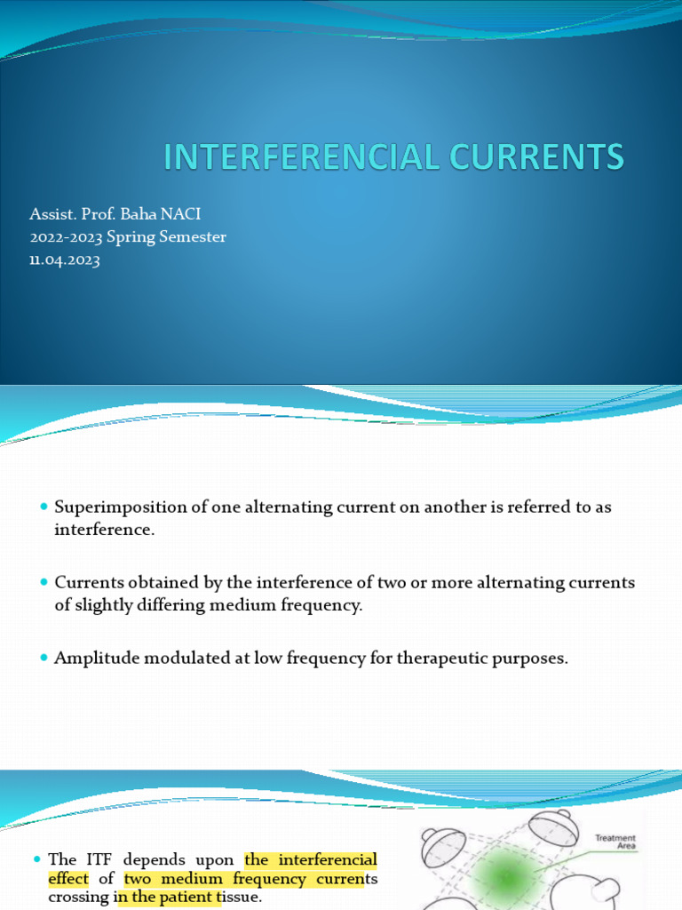 Interferential Current Therapy Guide | PDF | Frequency | Alternating ...
