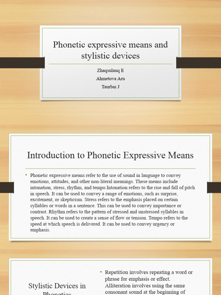 Phonetic Expressive Means and Stylistic Devices | PDF | Stress (Linguistics) | Human Communication