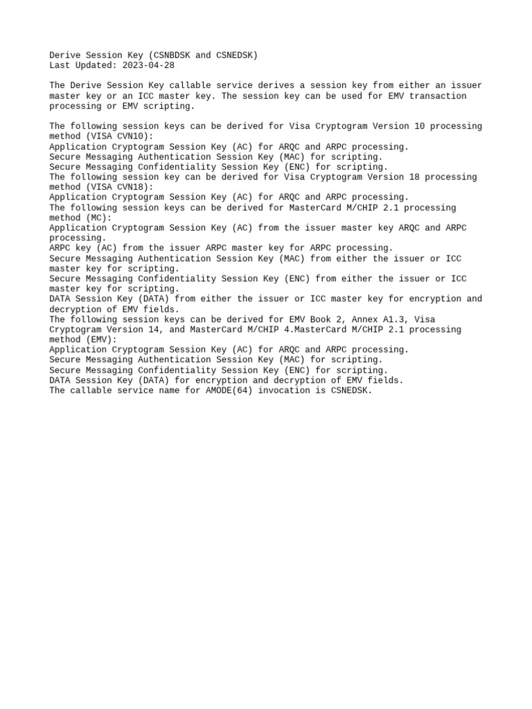 Deriving EMV Session Keys Explained | PDF