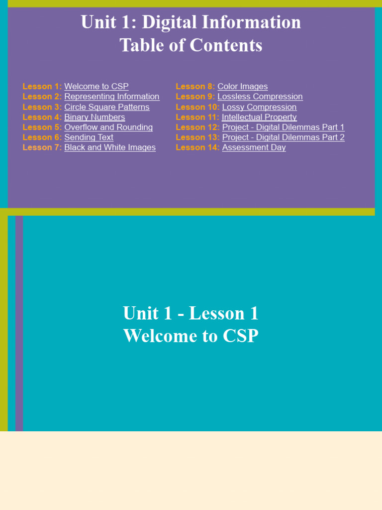 CSP '21-22 Unit 1 - Digital Information | PDF | Data Compression | Bit
