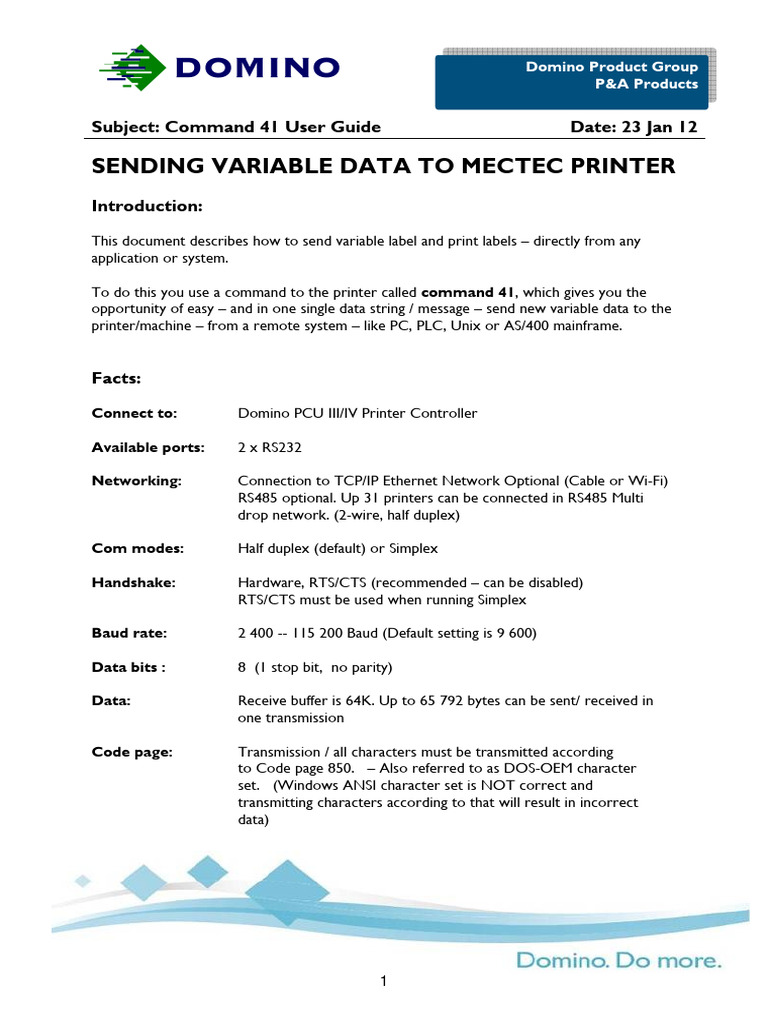 Command 51 - MECTEC Printer | PDF | Printer (Computing) | String (Computer Science)