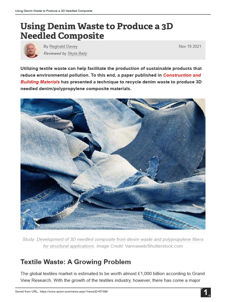 3D Composite from Denim Waste | PDF
