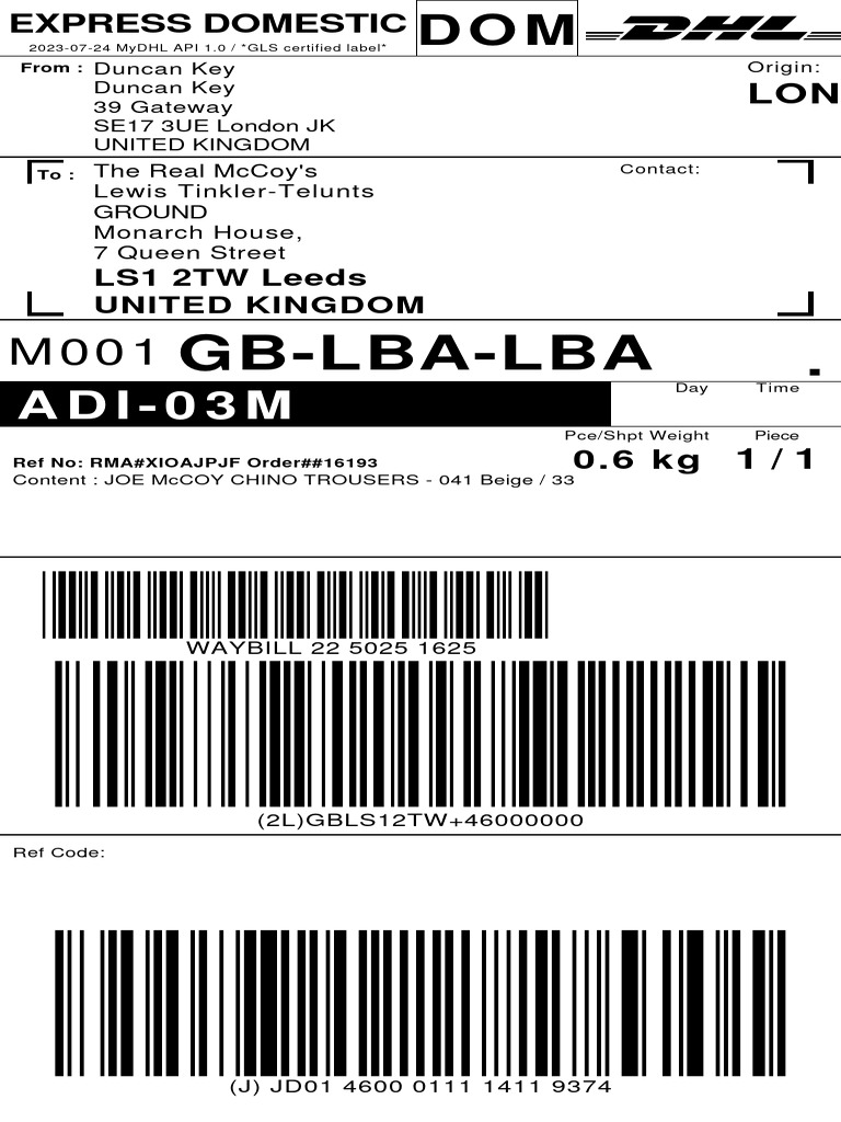 GLS Certified Shipping Label Details | PDF | Written Communication
