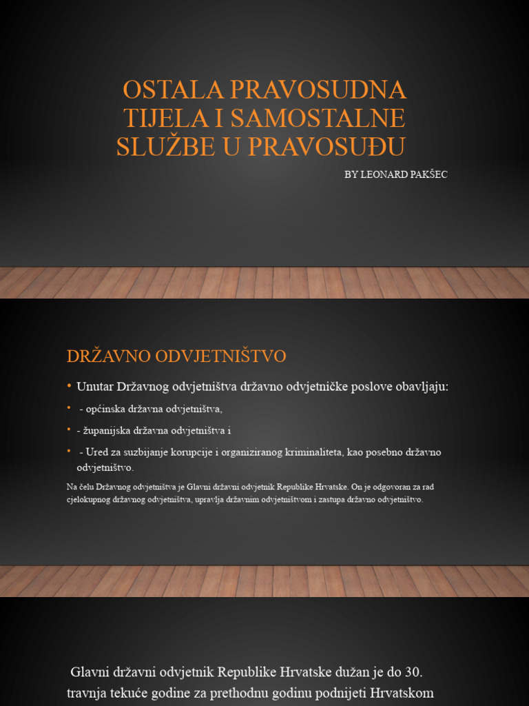 Ostala Pravosudna Tijela I Samostalne Službe U Pravosuđu | PDF