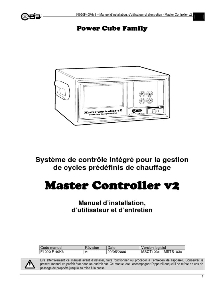 Manuel d'installation Master Controller v2 | PDF | Interrupteur | Chaleur