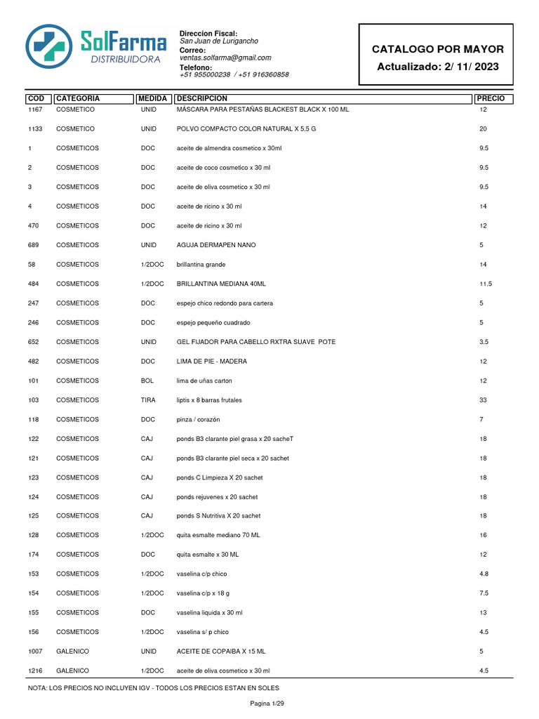 Solfarma Catalogo 02 11 23 | PDF | Productos cosméticos | Artículos de ...
