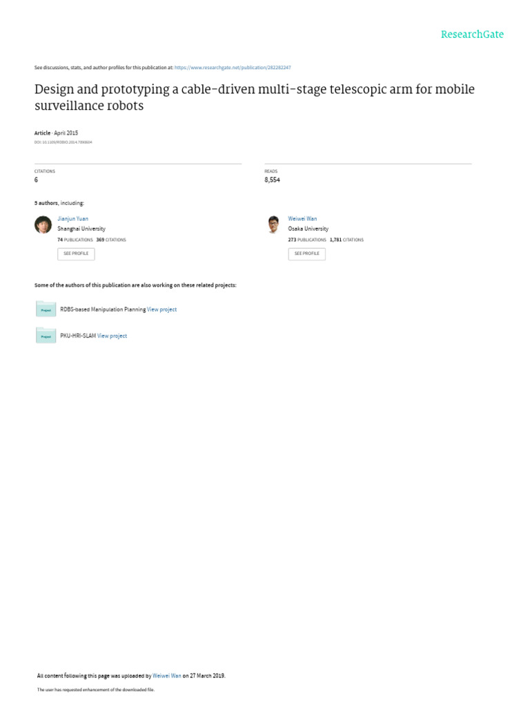 Cable-Driven Telescopic Arm Design | PDF | Actuator | Elevator