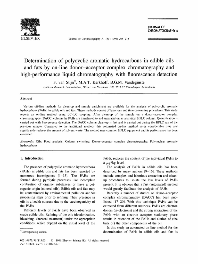 Van Stijn 1996 | Download Free PDF | Polycyclic Aromatic Hydrocarbon | High Performance Liquid ...