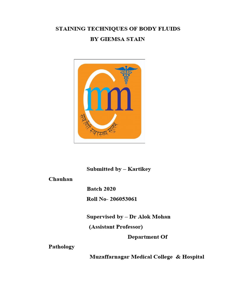 Techniques of Giemsa Stain | PDF | Staining | Medical Specialties