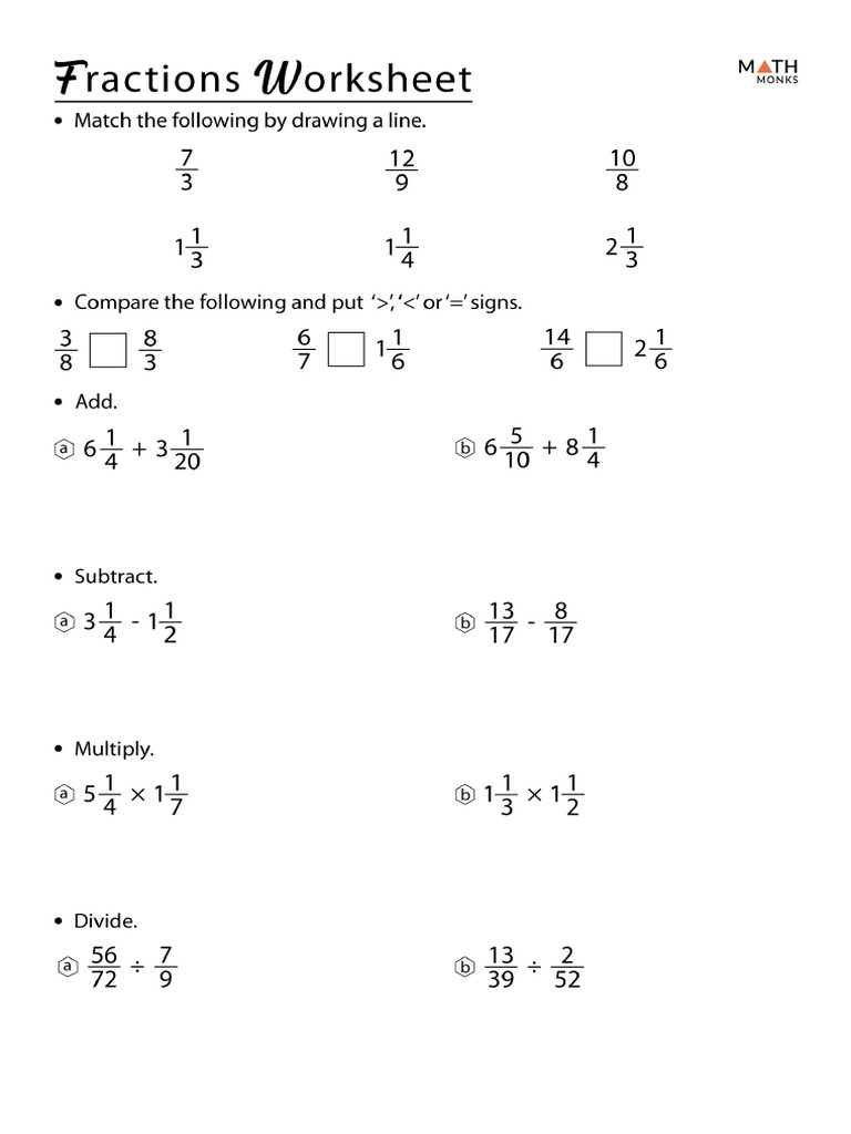 Fraction Review Worksheet | PDF