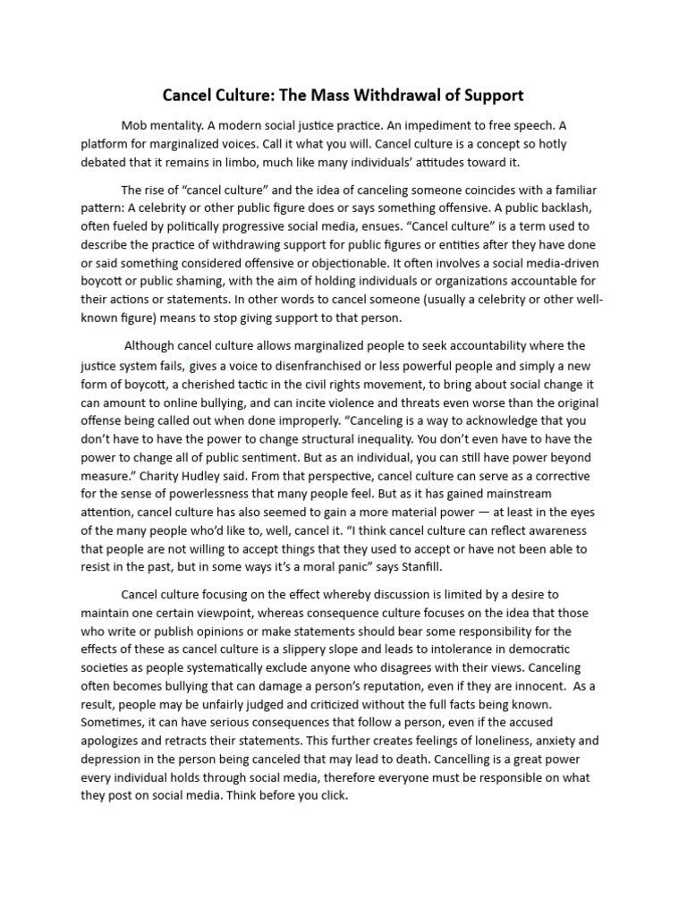 Cancel Culture | PDF | Social Psychology
