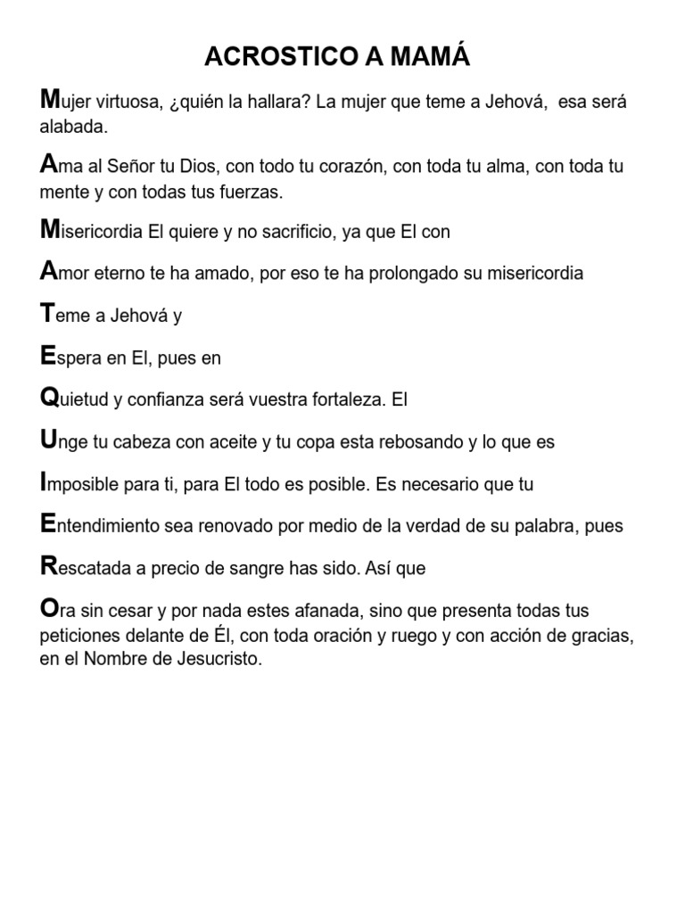 Acrostico a Mamá | PDF