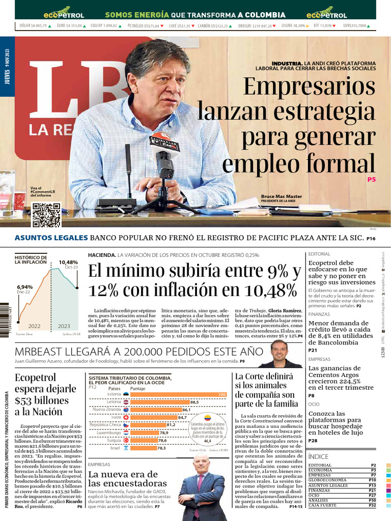 La Republica Lr 09-11-2023 Complete | PDF | Inflación | Economias