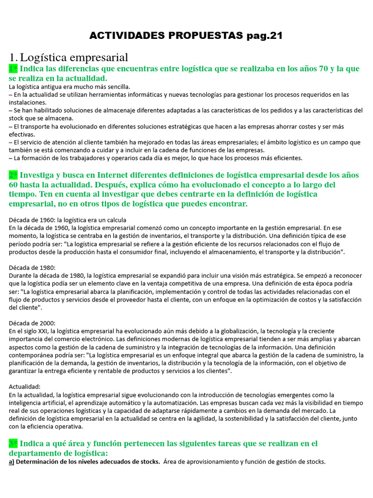 Ejercicios Tema 1 Logistica y Aprovizionament | PDF | Logística | Business