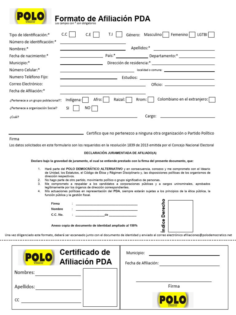 Formato Afiliacion Polo | PDF | Gobierno