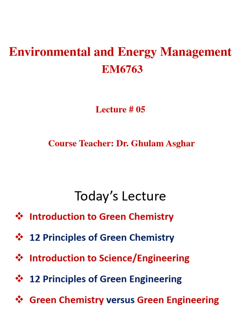 EEM Lect5 | PDF | Green Chemistry | Chemistry