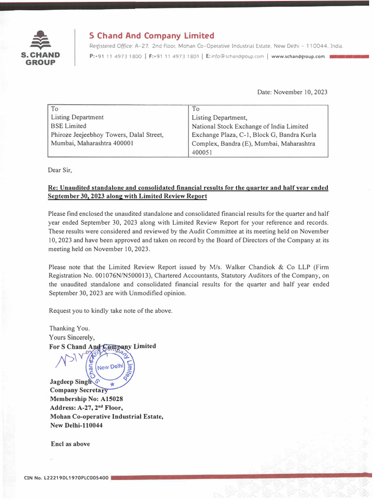 S Chand and Company Limited | PDF | Auditor's Report | Audit