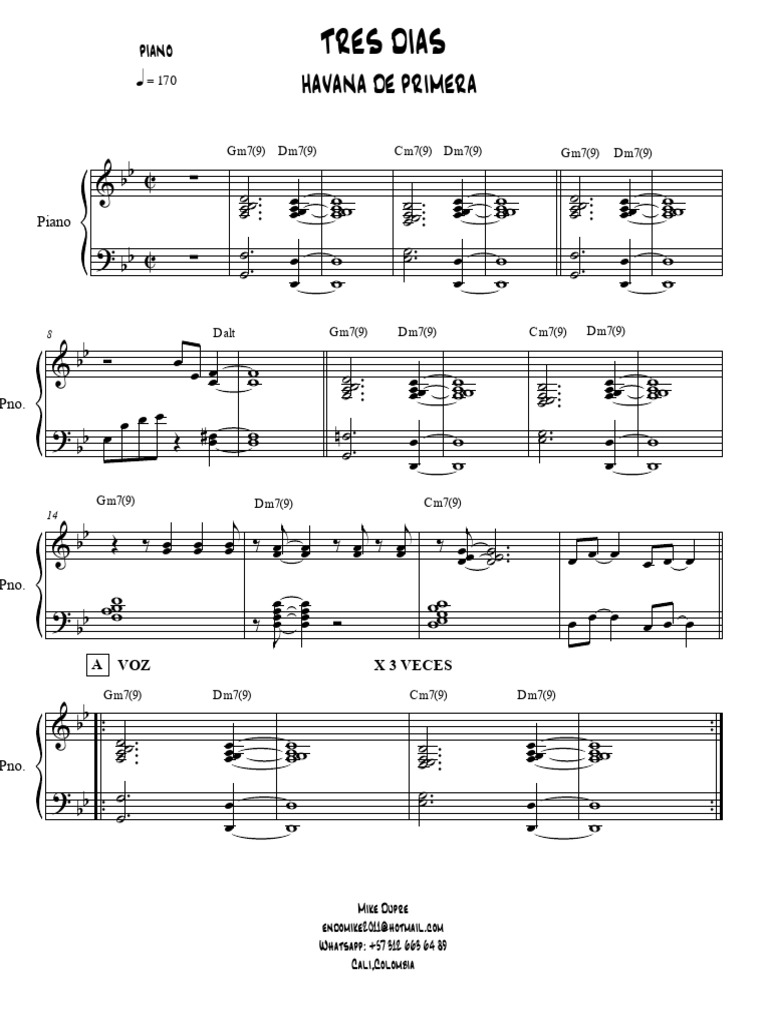 Tres Dias - Havana de Primera - Piano | PDF
