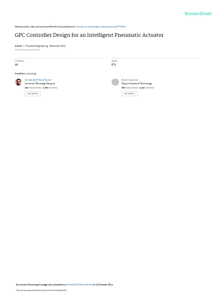 GPC Controller Design For An Intelligent Pneumatic | PDF | Control ...