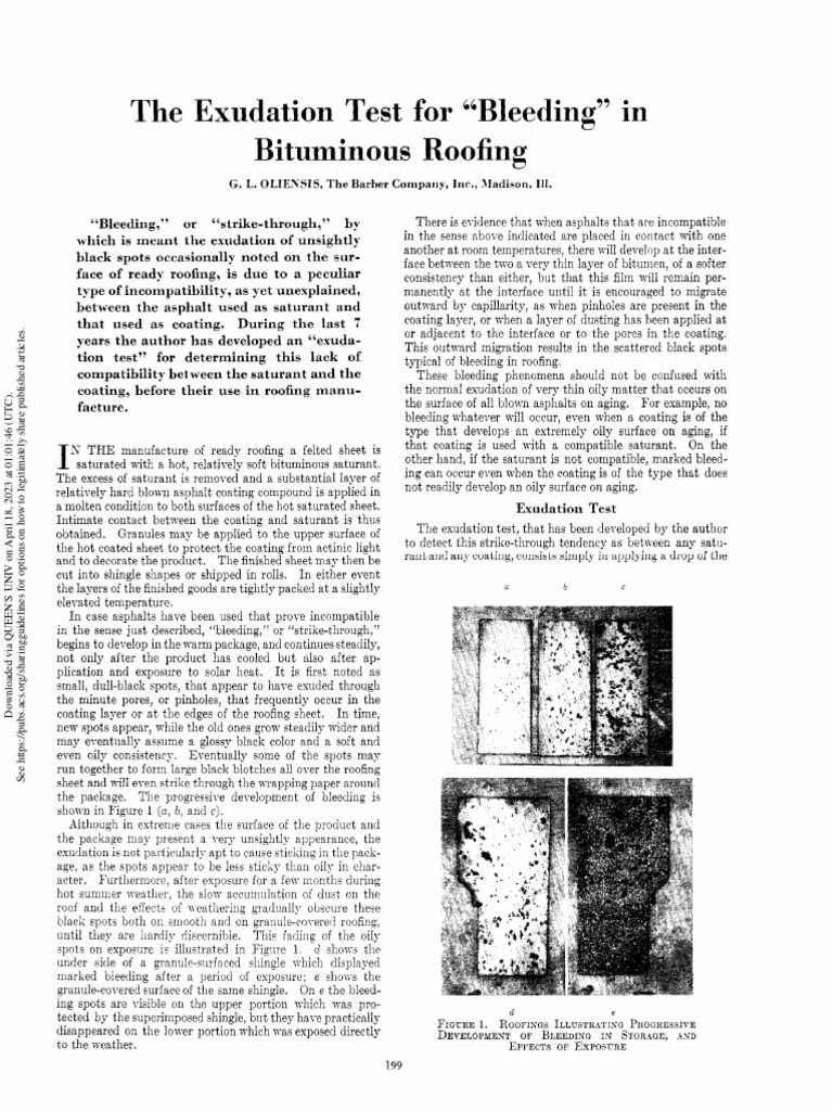 #The Exudation Test For "Bleeding" in Bituminous Roofing | PDF | Anode ...