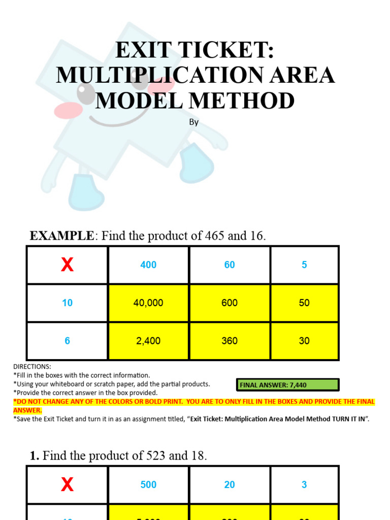 Exit Ticket Multiplication Area Model Method TURN IT IN1 | PDF