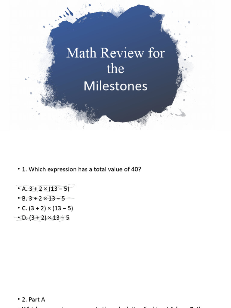 5th Grade Math Milestone Review PowerPoint | PDF