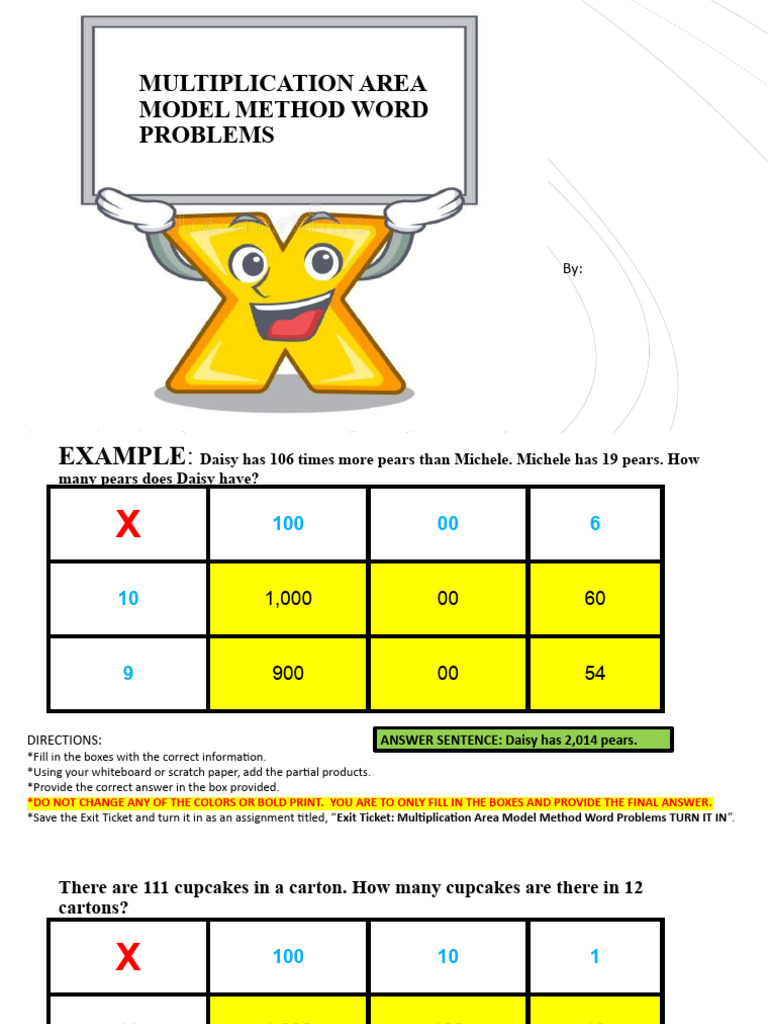 Exit Ticket Multiplication Area Model Method Word Problems TURN IT in | PDF