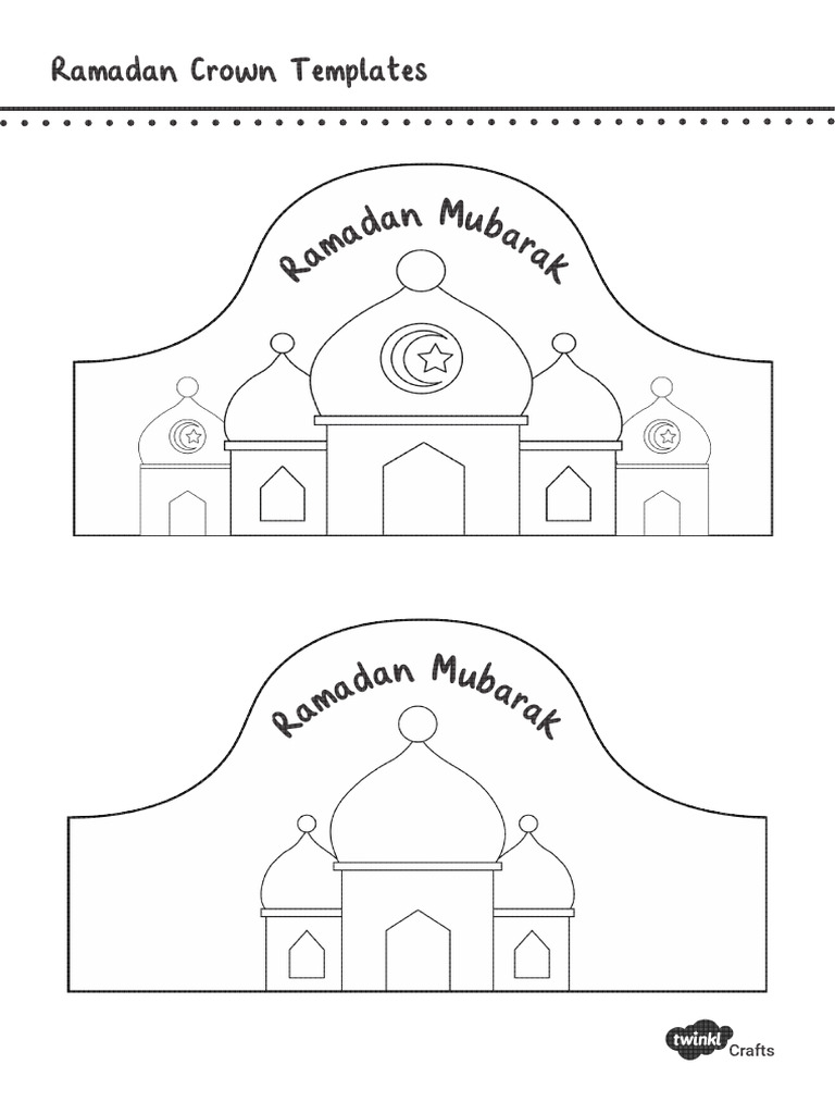 Ramadan Crown Craft Templates Black and White | PDF