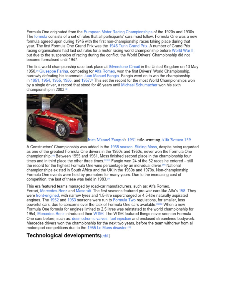 Formula One Originated From The | PDF | Formula One | Motorsport