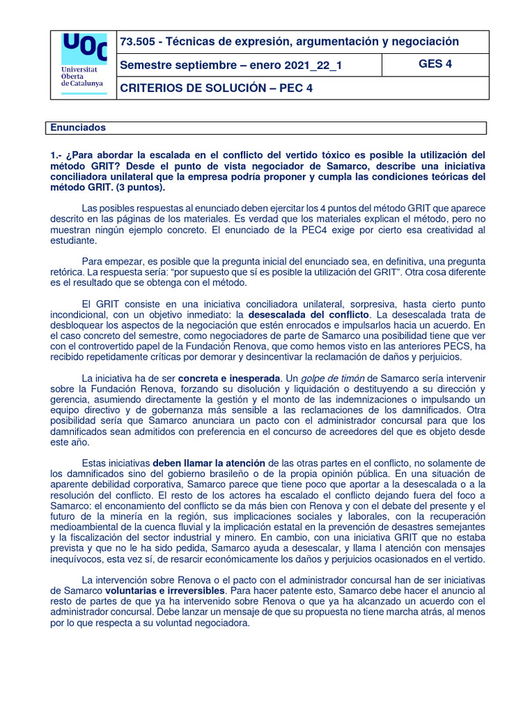 73.505 Tean - Solu - Pec - 4 - 2021 - 2022 - 1 | PDF | Minería | Negociación