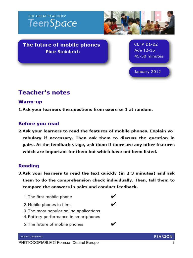 The Future of Mobile Phones Teachers Notes 12 15 | PDF | Telephone ...