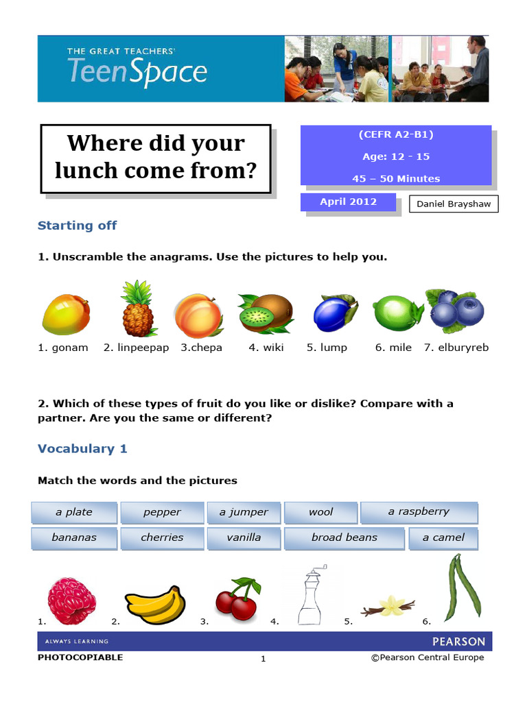 Where Did Your Lunch Come From Lesson 12 15 | PDF | Lunch | Meal