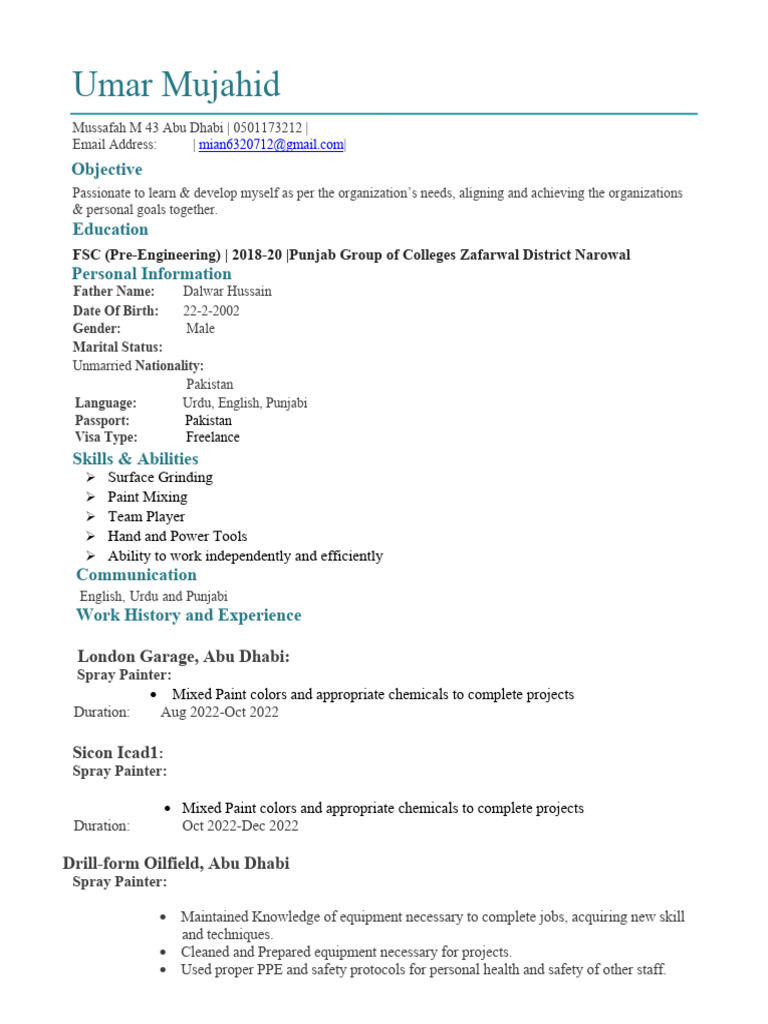 CV Umar Mujahid | PDF