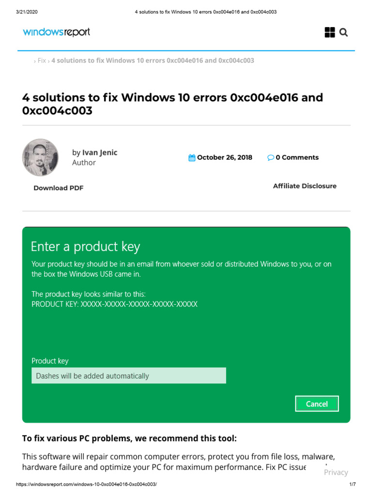 4 solutions to fix Windows 10 errors 0xc004e016 and 0xc004c003 | PDF | Windows 10 | Microsoft ...