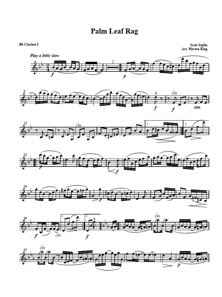 (Clarinet Institute) Joplin, Scott - Palm Leaf Rag | PDF
