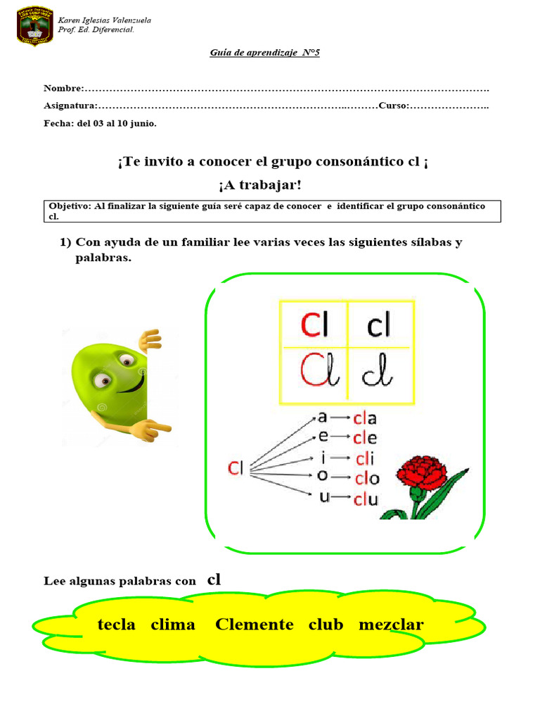 Lenguaje Grupos Consonánticos | PDF