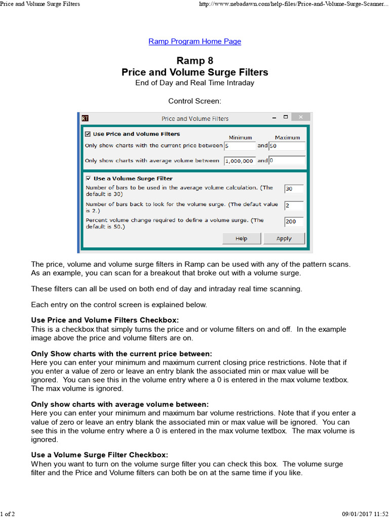 Price and Volume Surge Filters | PDF