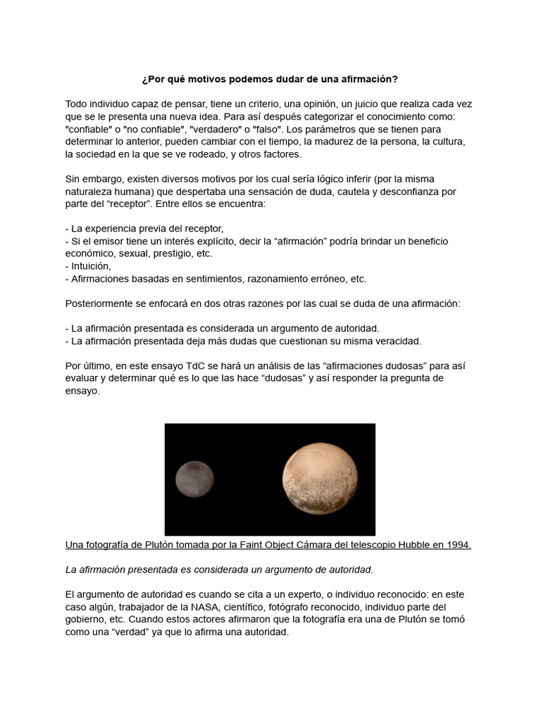 Motivos para dudar de afirmaciones | PDF | Verdad | Pensamiento crítico