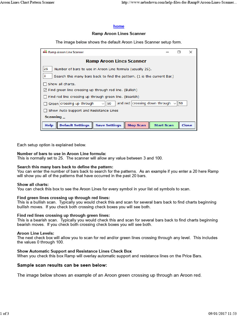 Aroon Lines Chart Pattern Scanner | PDF | Image Scanner | Computing