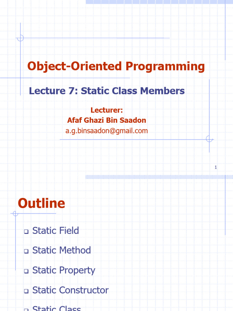 Lecture 7 Static Class Members Pdf Class Computer Programming Programming