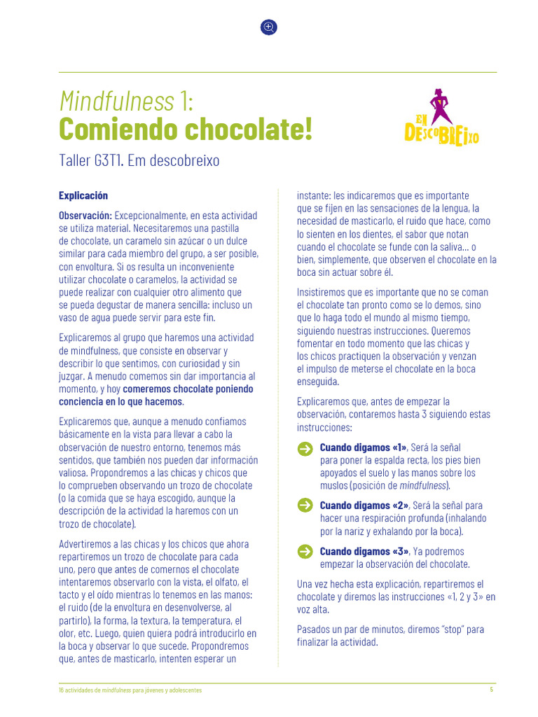Mindfulness con Chocolate para Jóvenes | PDF | Chocolate