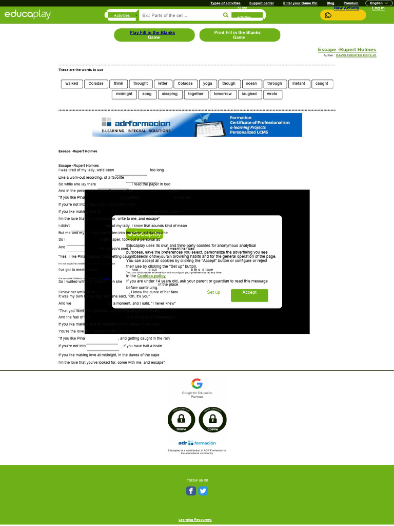 Educaplay Com Printablegame 6497119 Escape Rupert Holmes HTML | PDF | Http Cookie