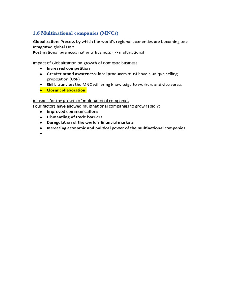 1.6 Multinacional Companies (MNCS) | PDF | Business | Finance & Money ...