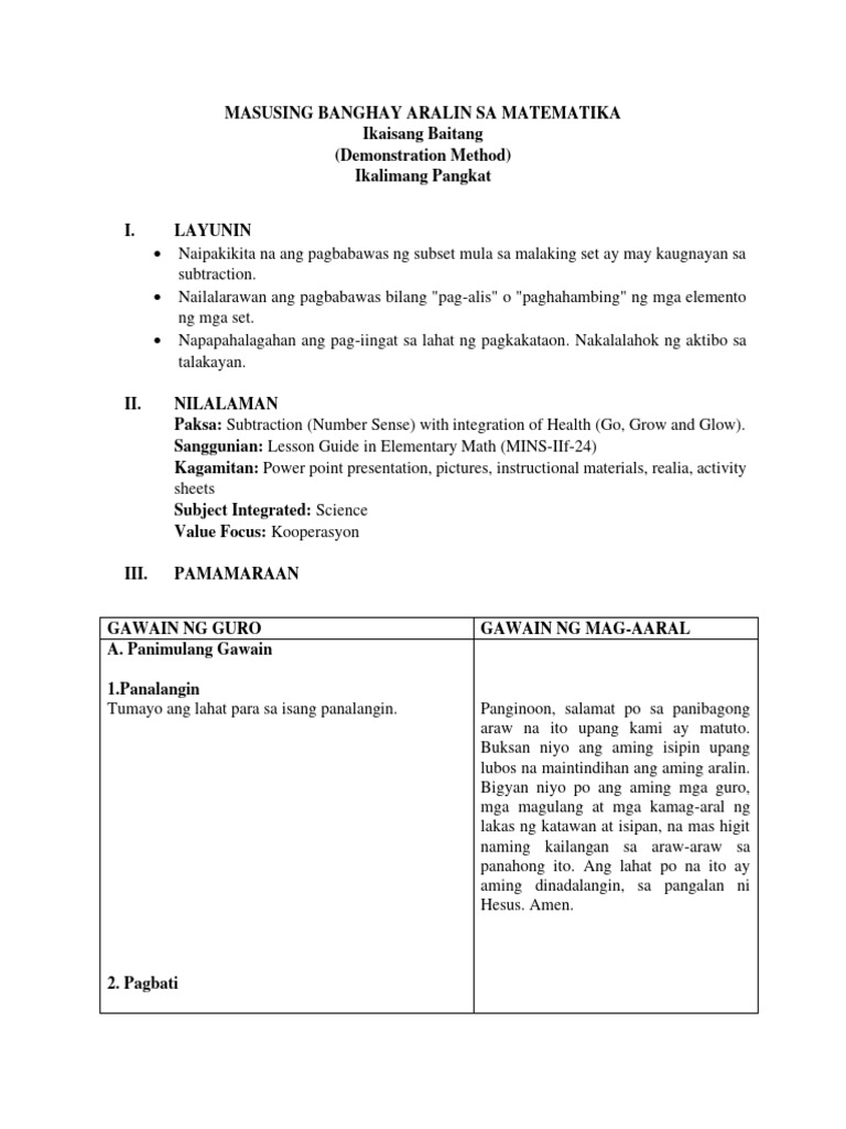 MASUSING BANGHAY ARALIN SA MATEMATIKA Draft | PDF MASUSING BANGHAY ARALIN SA MATEMATIKA Draft | PDF
