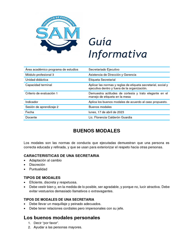 GI2 Etiqueta Secretarial | PDF | Etiqueta